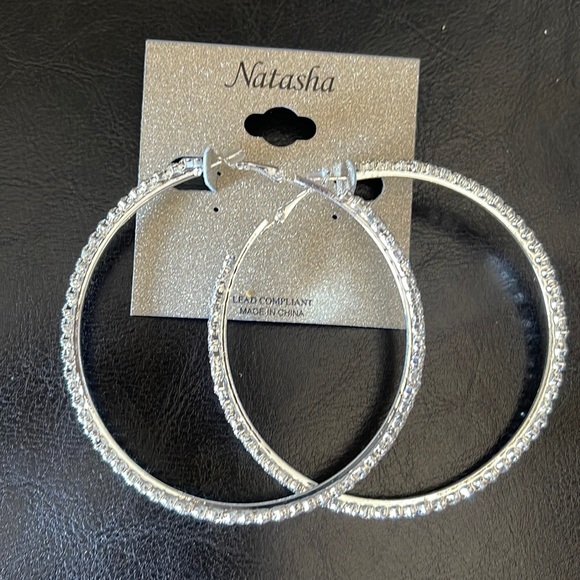 Natasha Couture | Jewelry | New Natasha Unique Crystal Hoops | Poshmark